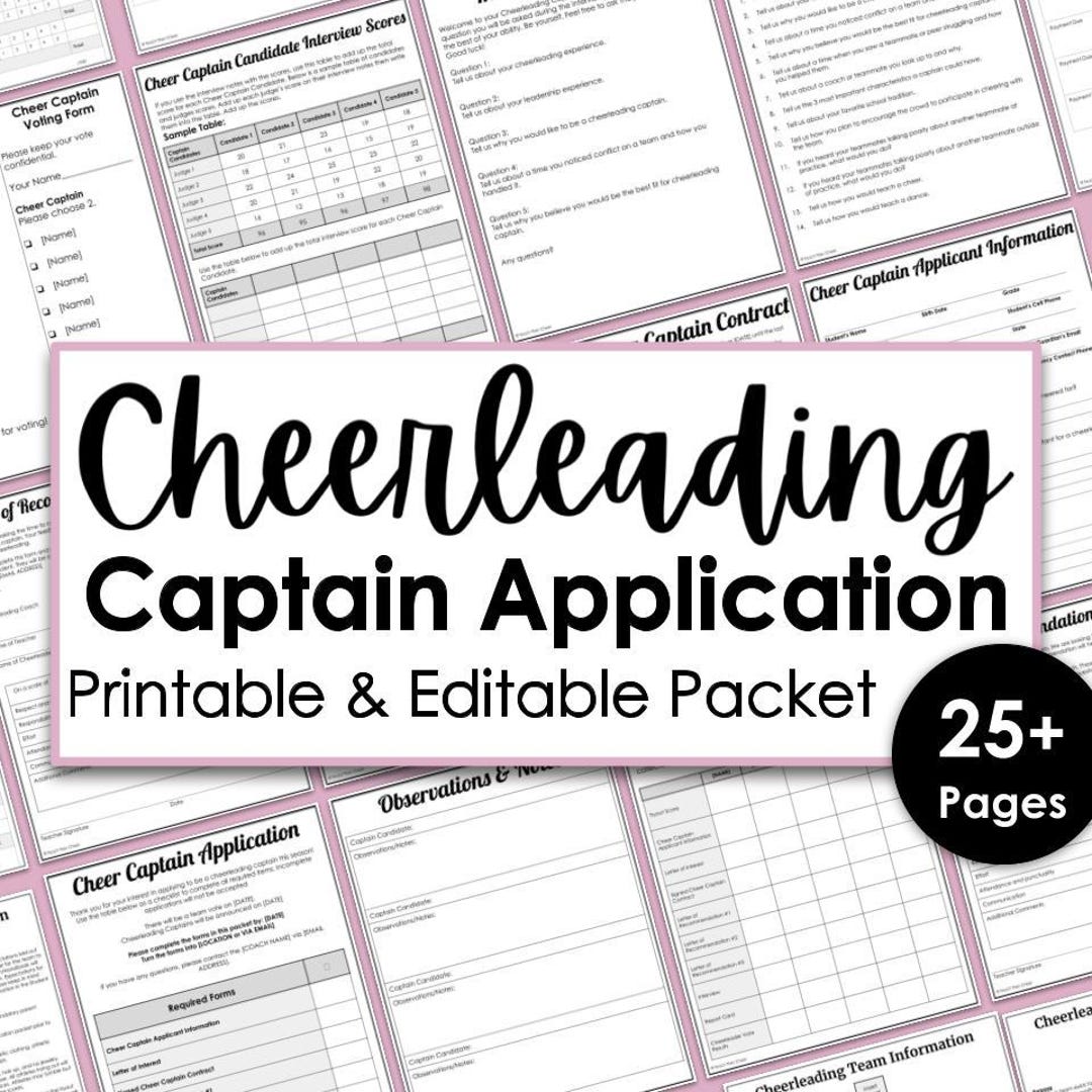 Cheer Captain Application Packet Editable Digital Download - Etsy