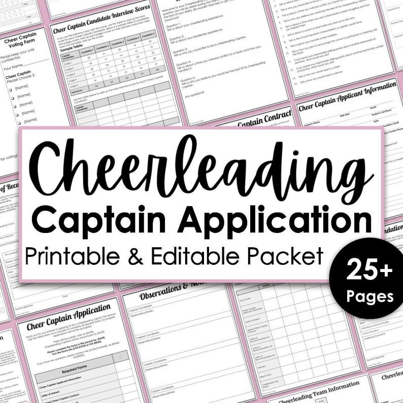 Cheer Captain Application Packet Editable Digital Download - Etsy