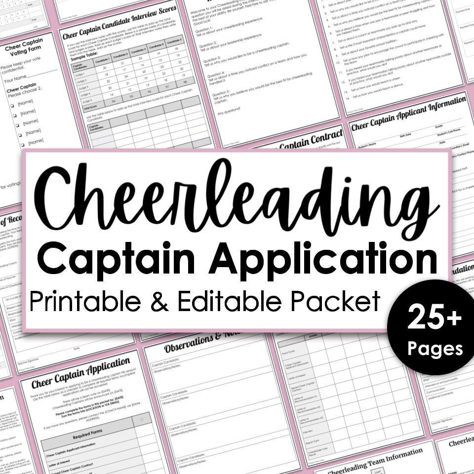 Cheer Captain Application Packet Editable Digital Download - Etsy