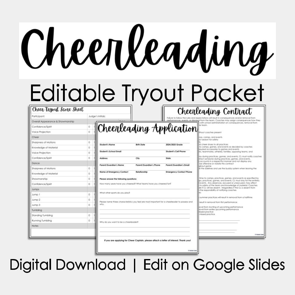 Cheerleading Tryouts Editable Packet and Scoresheets - Etsy