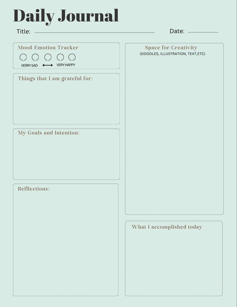 DAILY JOURNAL TEMPLATE - Etsy