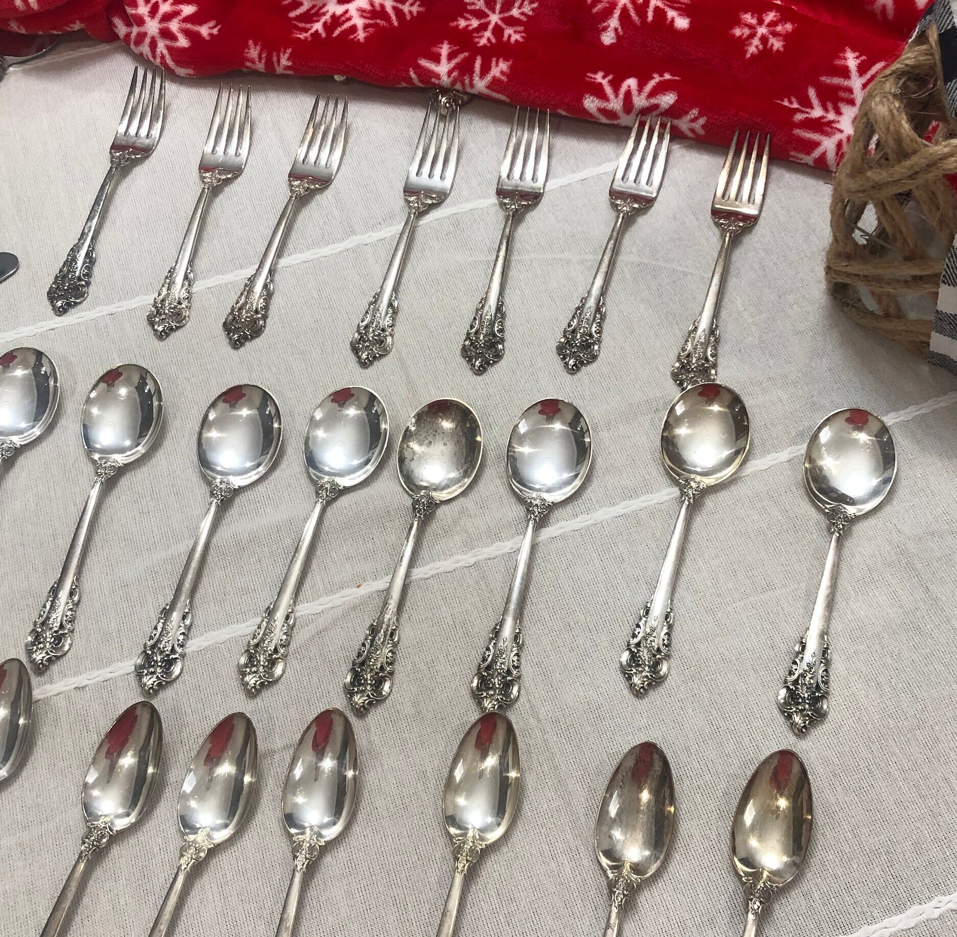 Vintage Grand Baroque Pattern Stainless Silverware Dessert Forks Silver ...