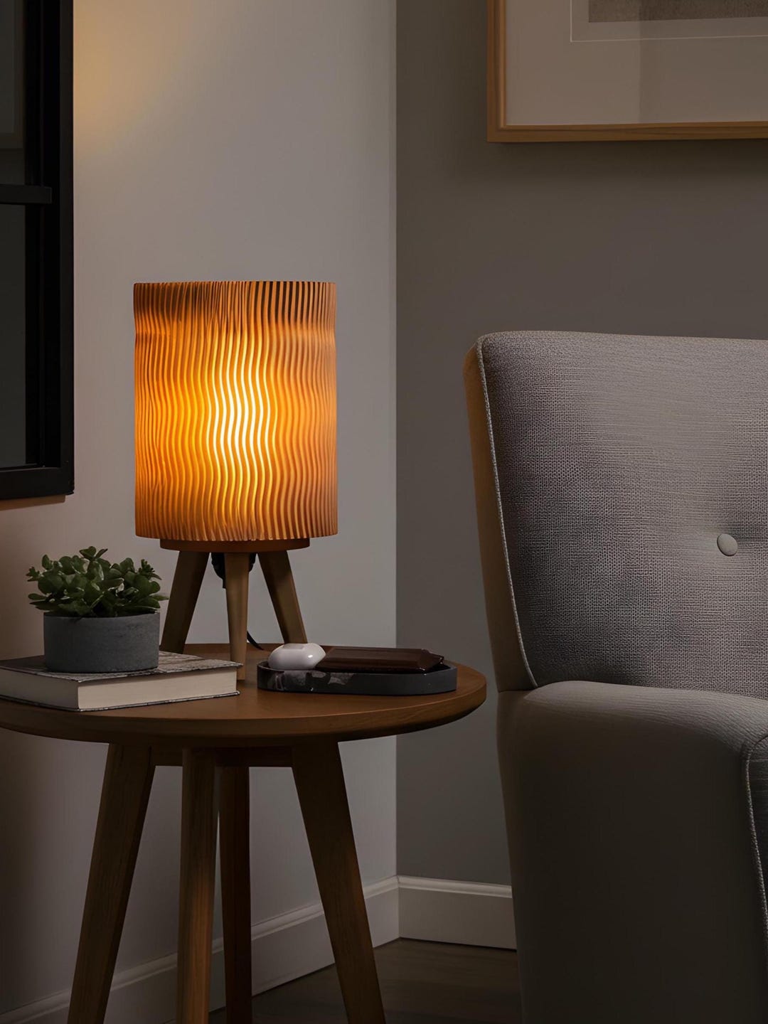 Tall Desk Lamp for Home Office, Textured Bedside Lamp, Modern LED Lamp ...