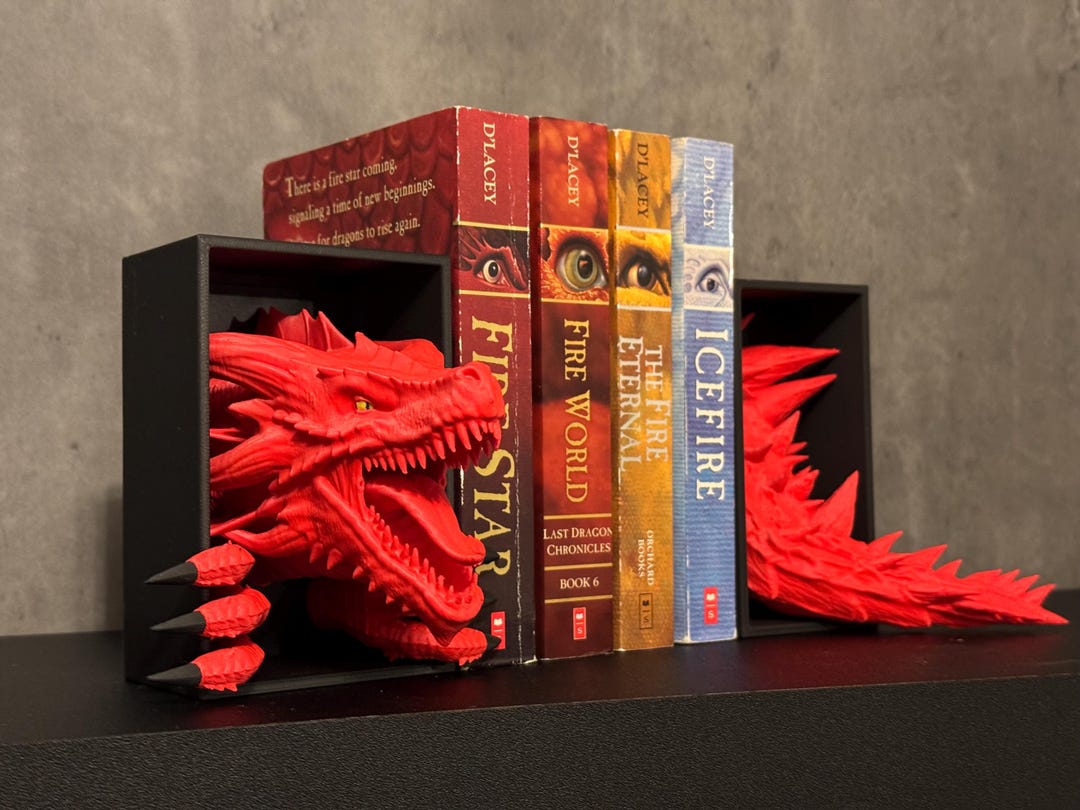Dragon Awakening Book Nook, Dragon Tail, Bookshelf Decor, 3D Print ...
