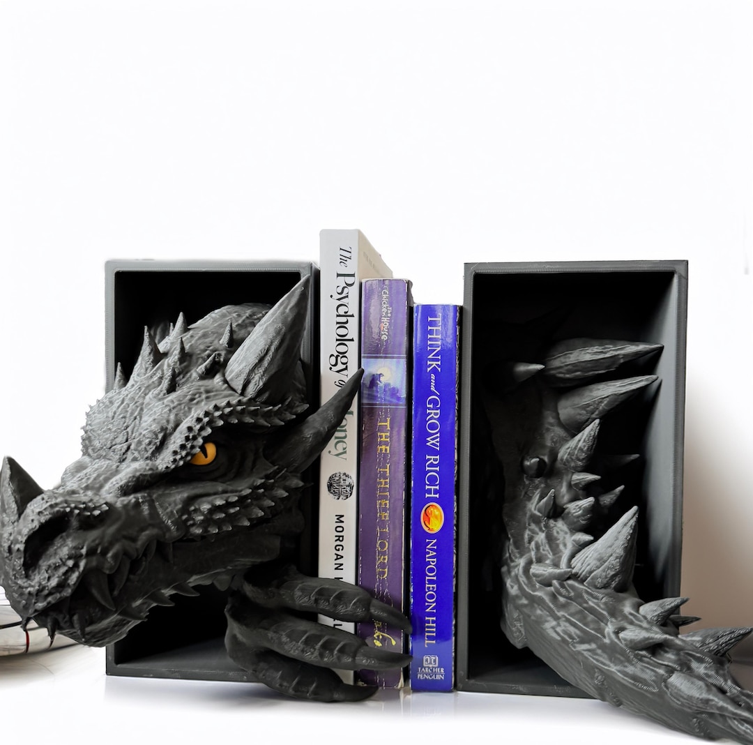 Dragon Emerging Book Nook, Dragon Tail, Bookshelf Decor, 3D Print ...
