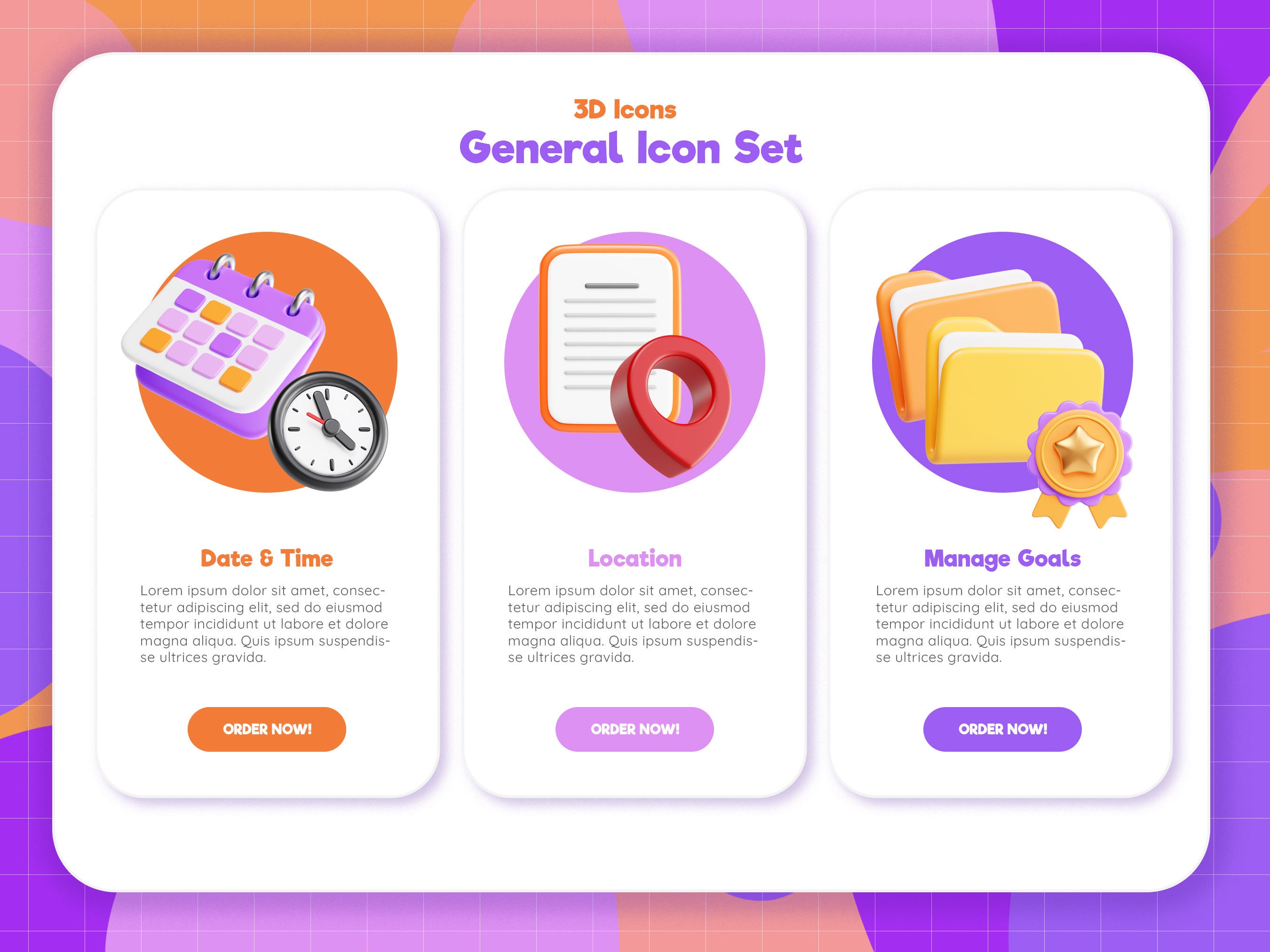 Cute 3D Icon Set | 10 General Icons | Transparent PNG Files | Instant ...