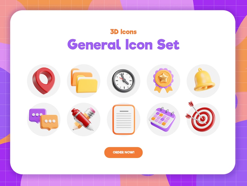 Cute 3D Icon Set | 10 General Icons | Transparent PNG Files | Instant ...