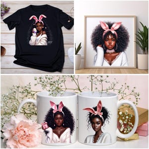 Easter Black Girl Clipart Bundle, Afro Bunny Ears PNG, Melanin Easter ...