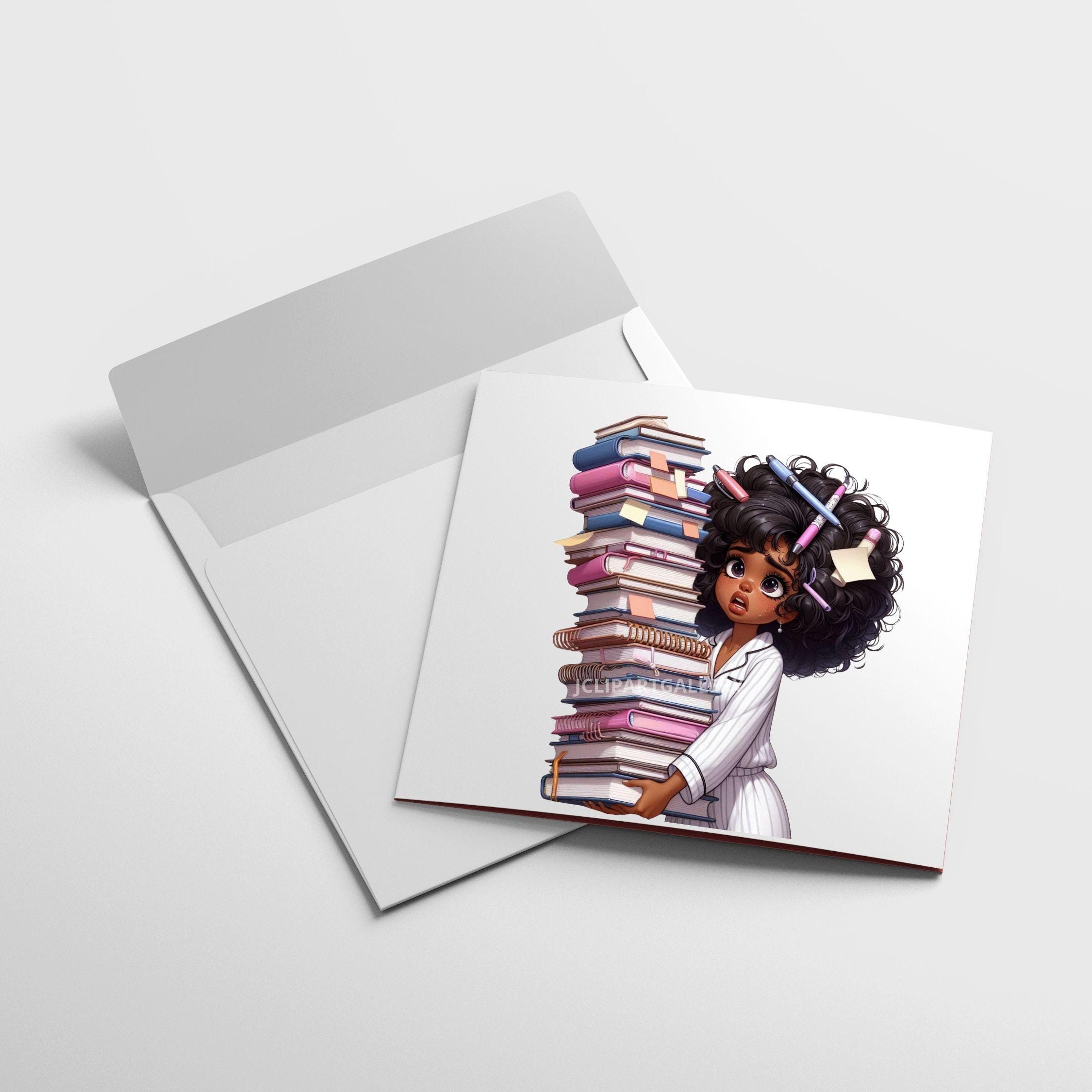 Quirky Planner Black Girl Png Clipart, Watercolor Planner Lover Clipart ...
