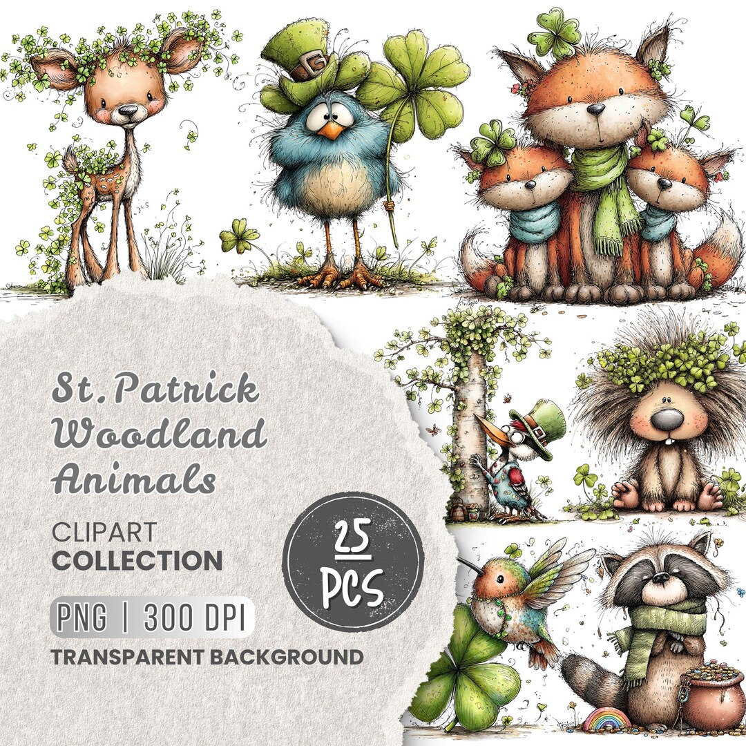 St Patrick Woodland Animals Png Clipart, Lucky Forest Animals, Irish ...