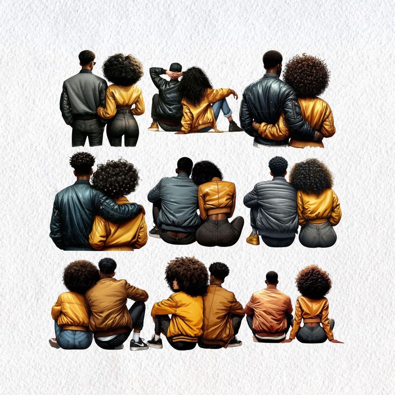 Black Couple Clipart Backward View, Afro Love Couple, Love Him Clipart ...
