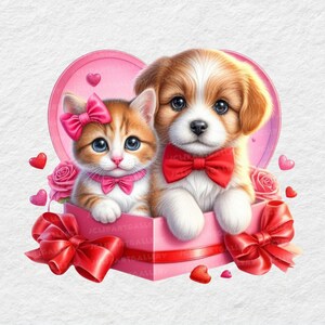 Watercolor Cute Animal Couple Clipart, 25 PNG Valentines Day Clipart ...