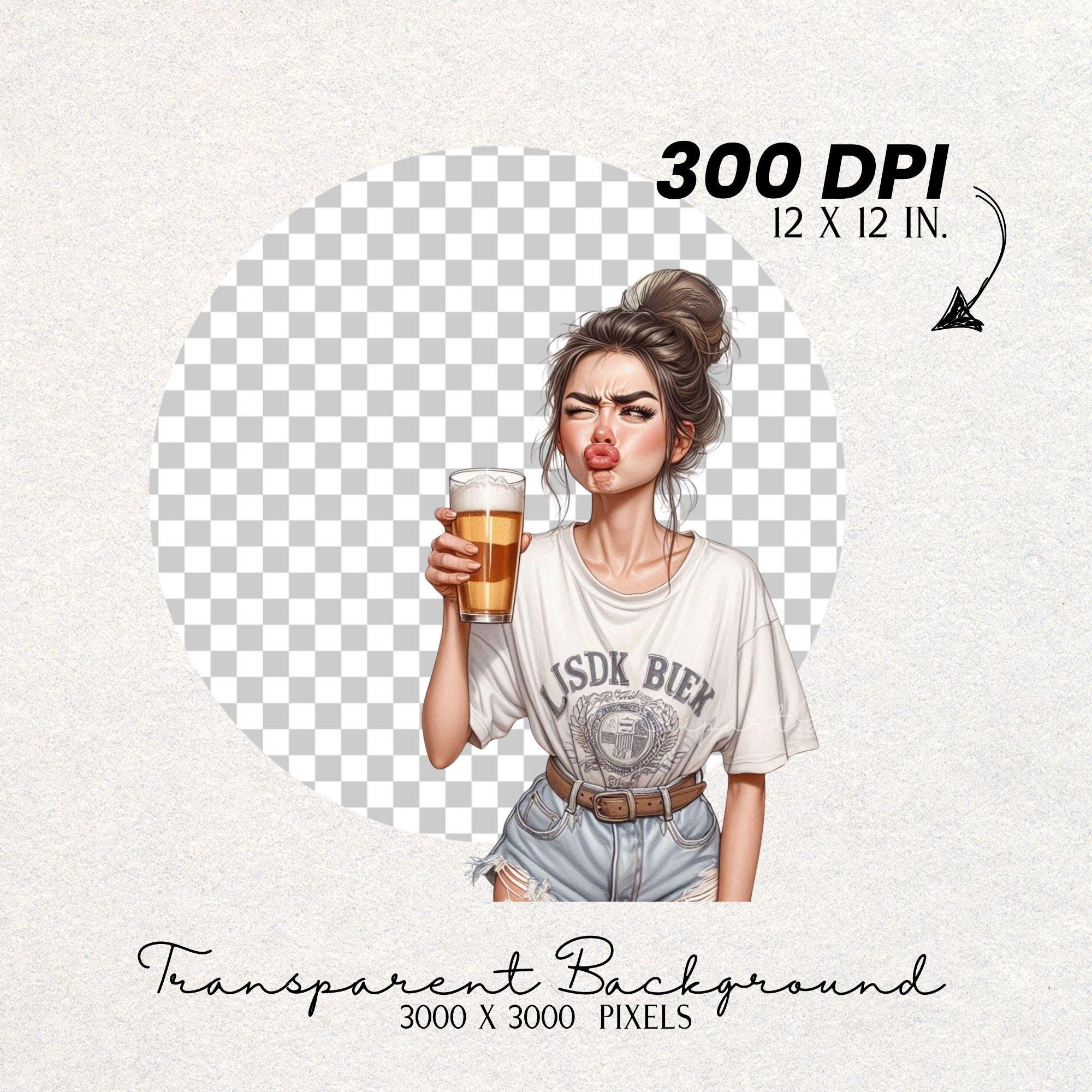 Quirky Drunk Girl Clipart Bundle, Funny Party Drinking PNG ...