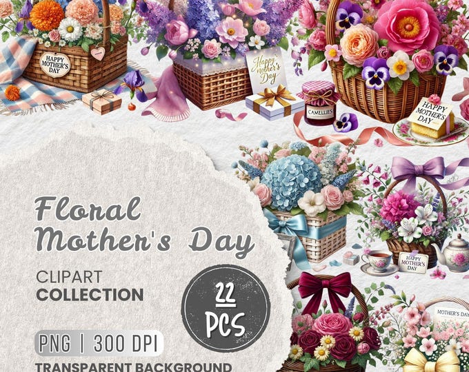 Happy Mother's Day Clipart Bundle, Mother's Day PNG Graphics, Mother's ...