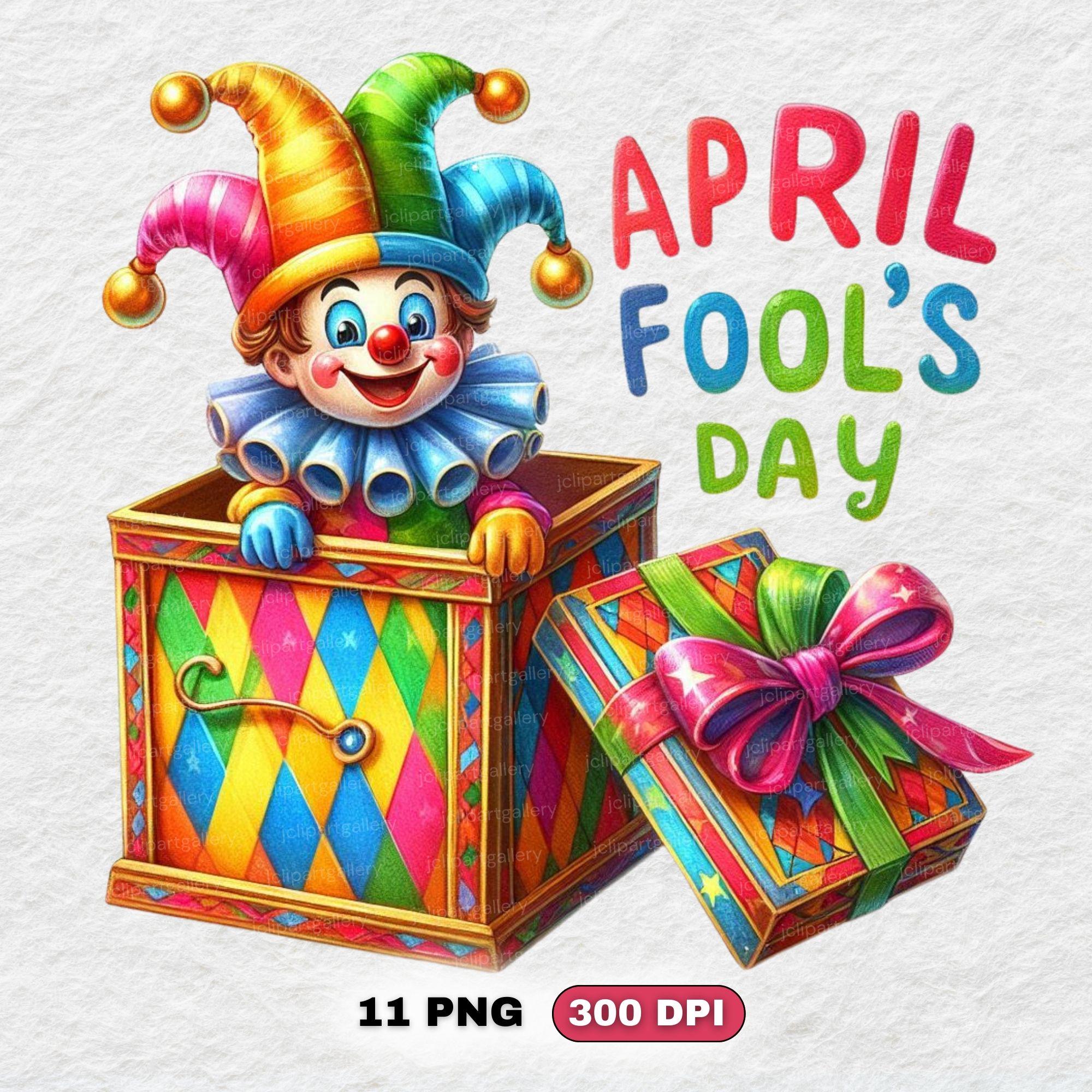 April Fools Day Clipart Bundle, Funny Pranks PNG Files, Jester, Clown ...