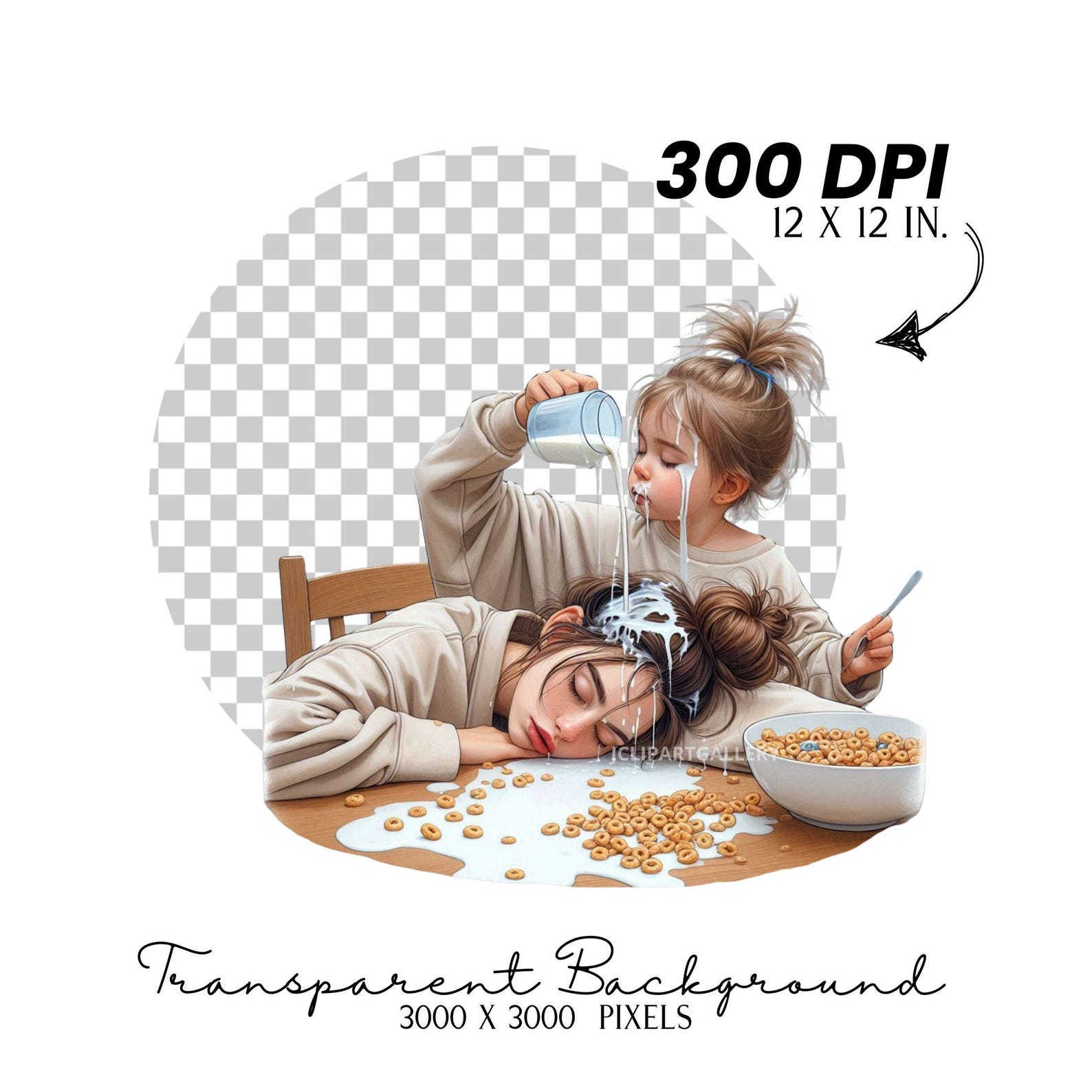 Quirky Sleepy Mom Clipart, Exhausted Motherhood Chaos, Funny Mom Life ...
