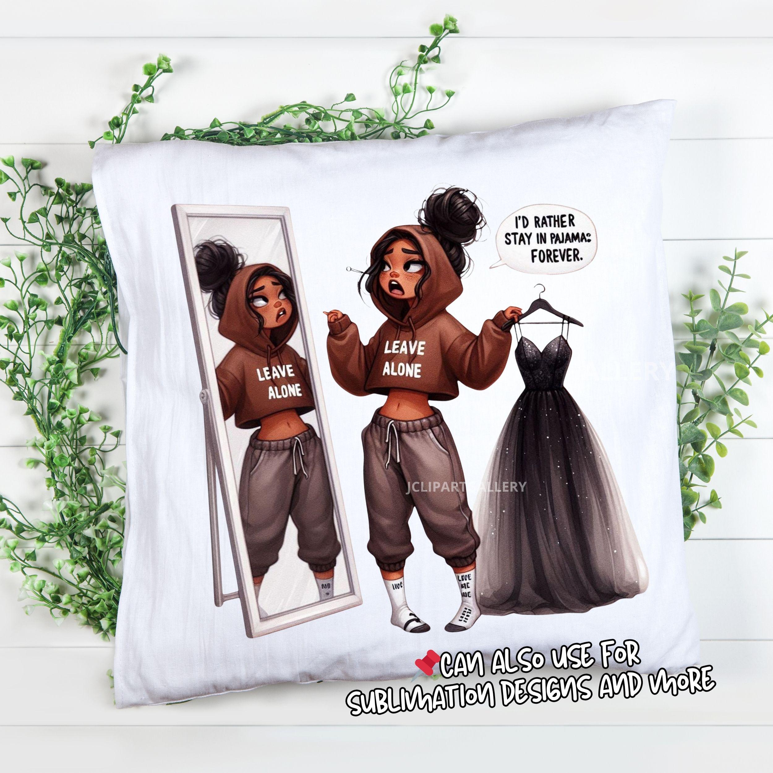 Quirky Introvert Black Girl Clipart, Social Battery Low Girl, Afro ...