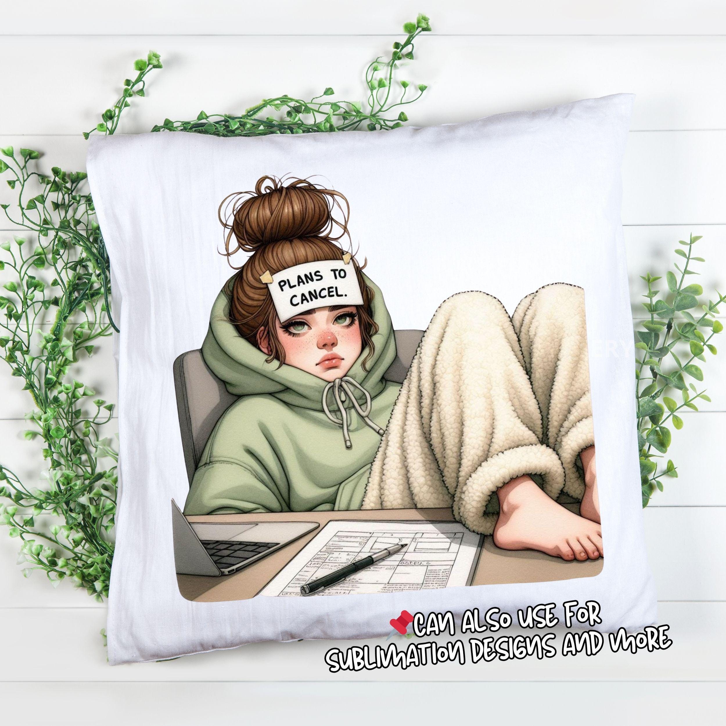 Introvert Girl Clipart, Social Battery Low Girl, Self-care Lazy Day ...