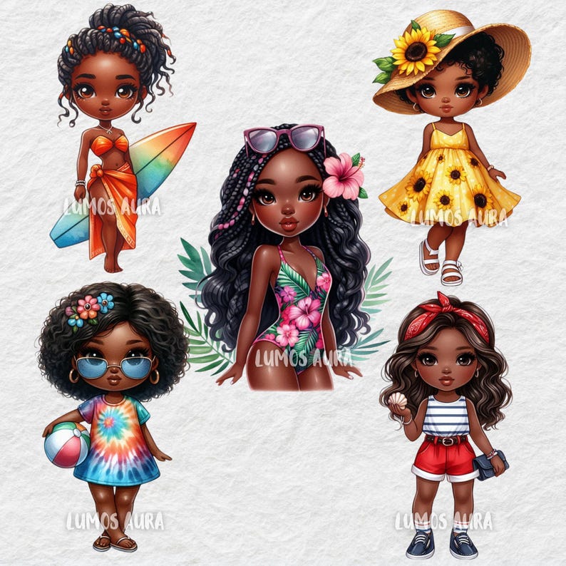 Summer Black Girls PNG, Beach Girls Cliparts, African American Girl ...