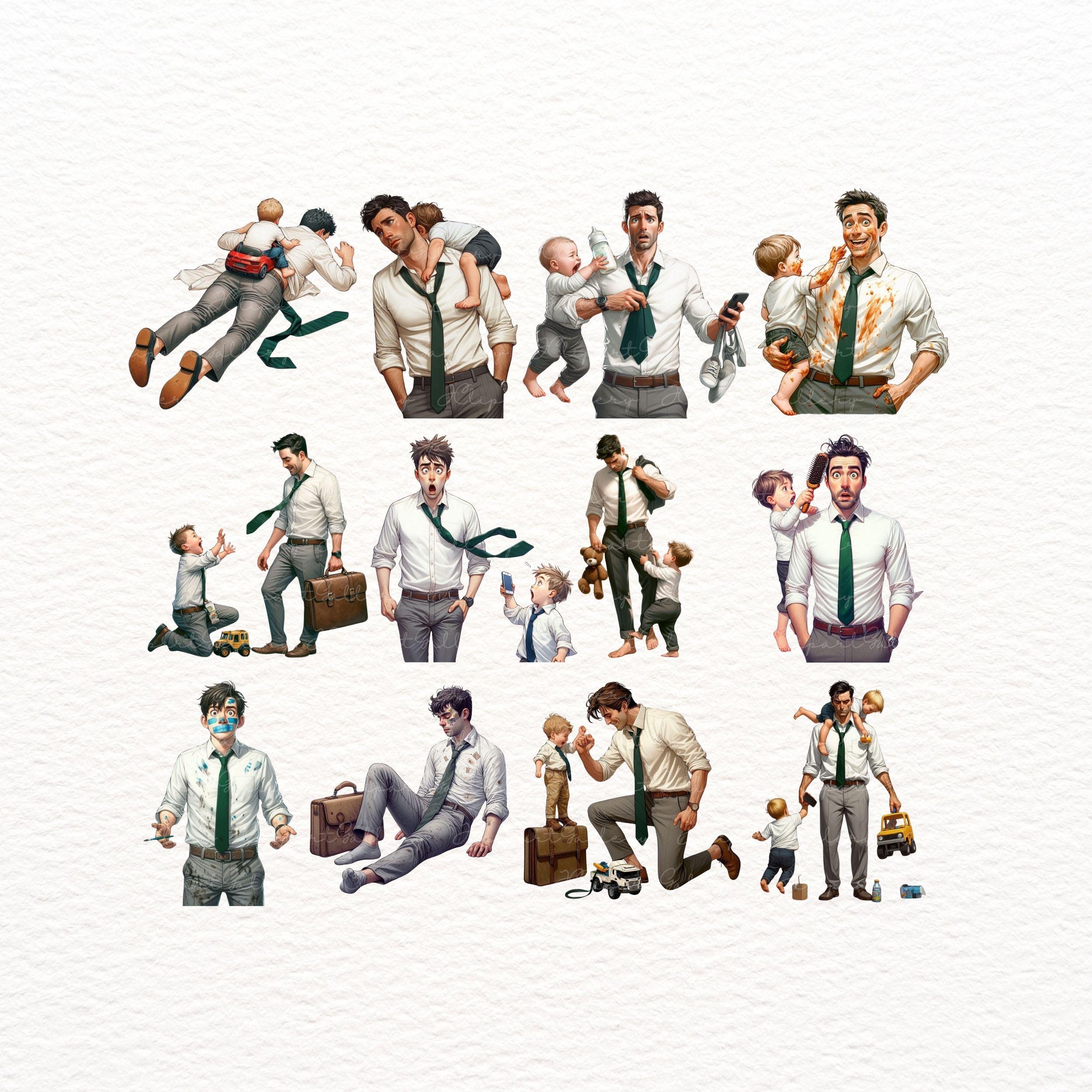 Exhausted Dad From Work Clipart, Overworked Father, Father's Day ...