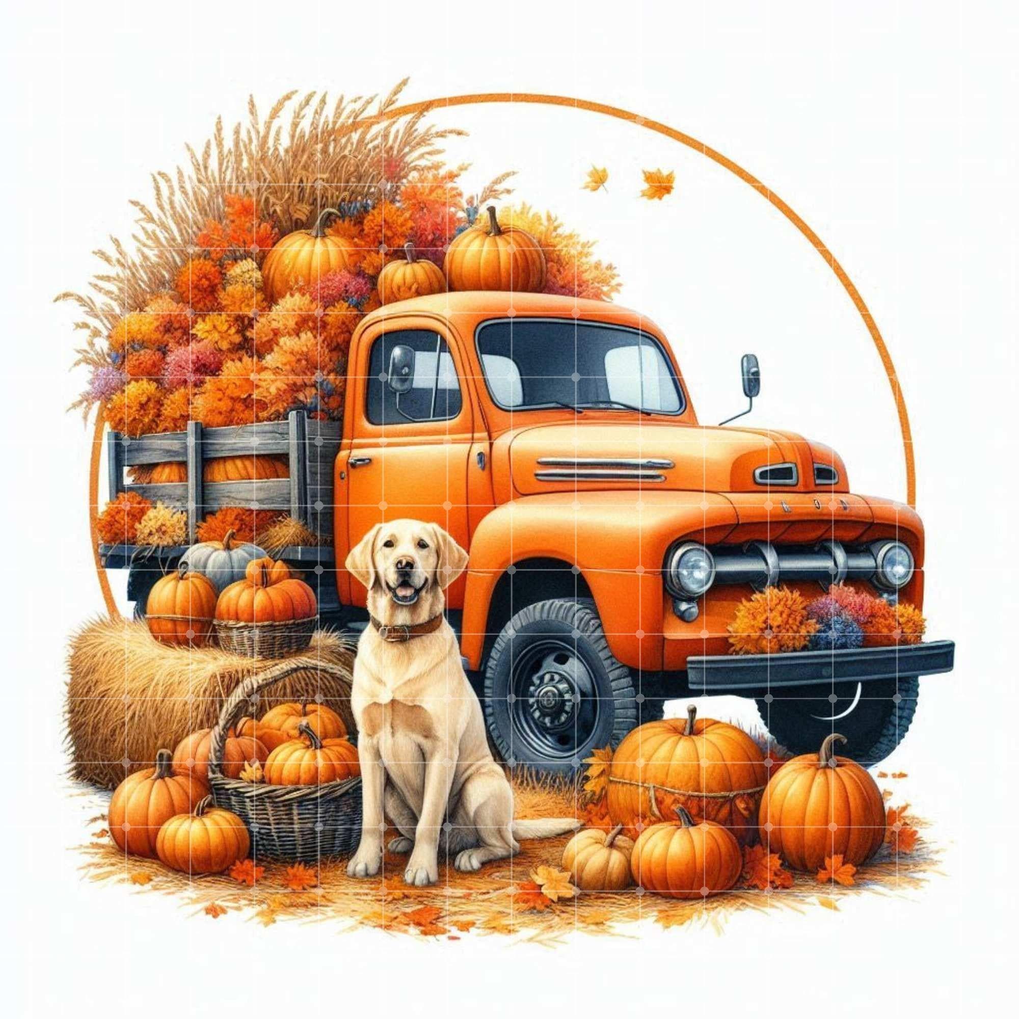 Fall Dog JPEG Clipart Bundle, Pumpkin Patch Dog Illustrations, Cute ...