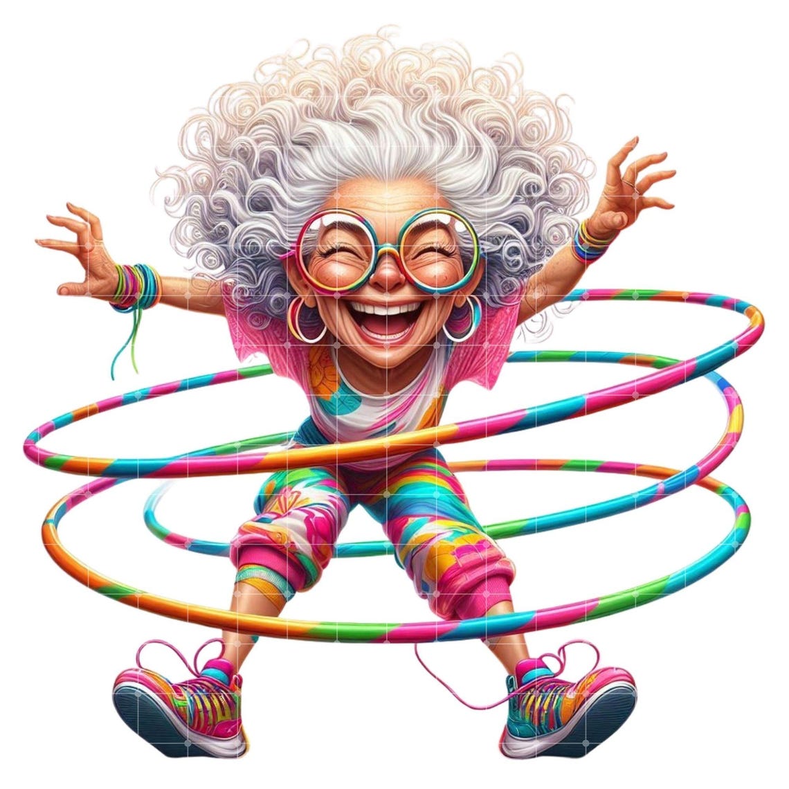Fitness Grandma JPEG Clipart Bundle, Fun Senior Woman Exercise Art ...