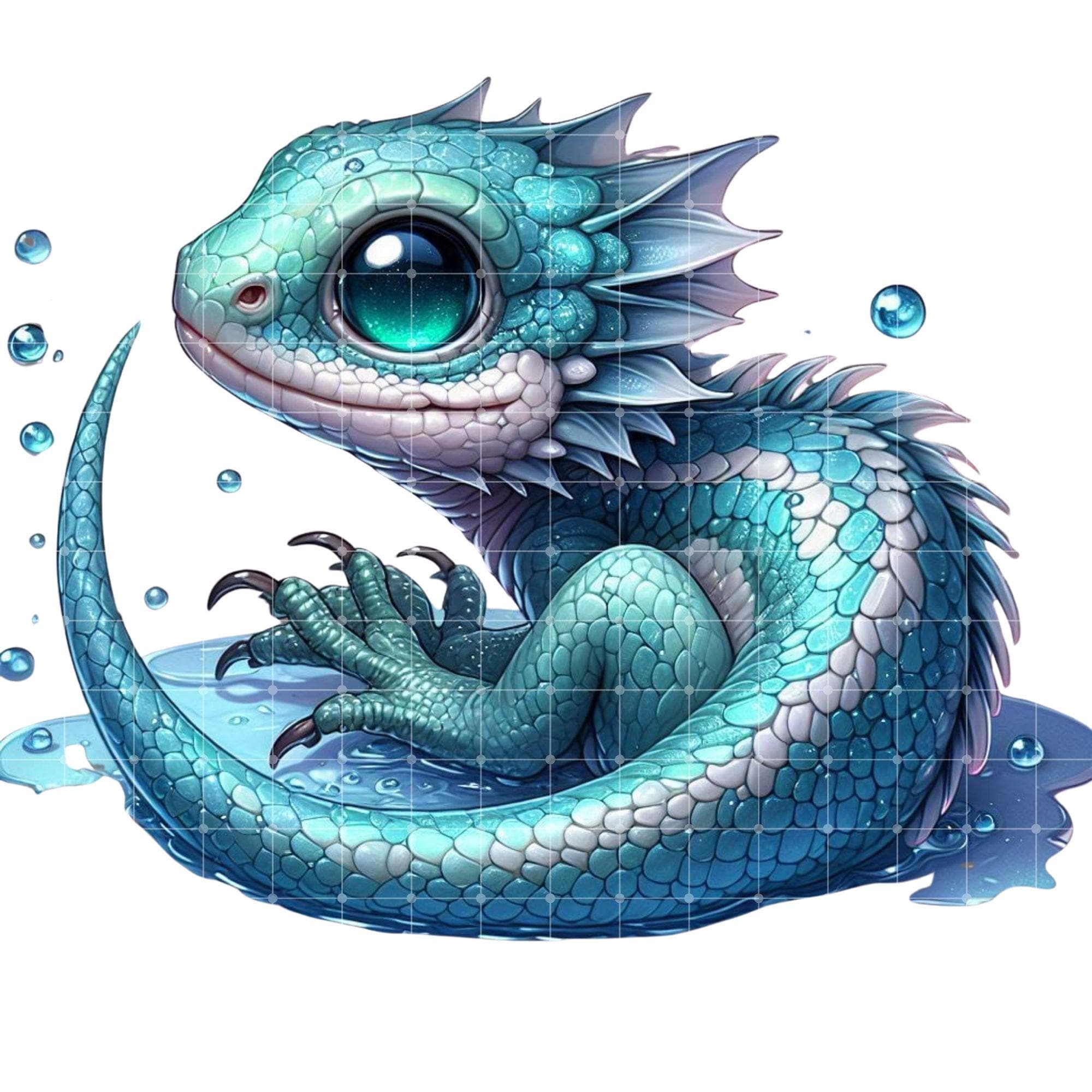 Adorable Baby Water Dragon PNG Clipart Bundle, Cute Blue Dragon PNG ...