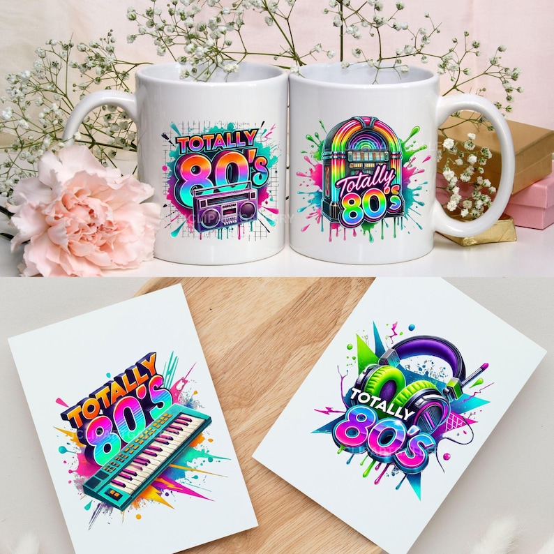Totally 80s Clipart Bundle PNG, Retro 80s Sublimation Designs for Craft ...