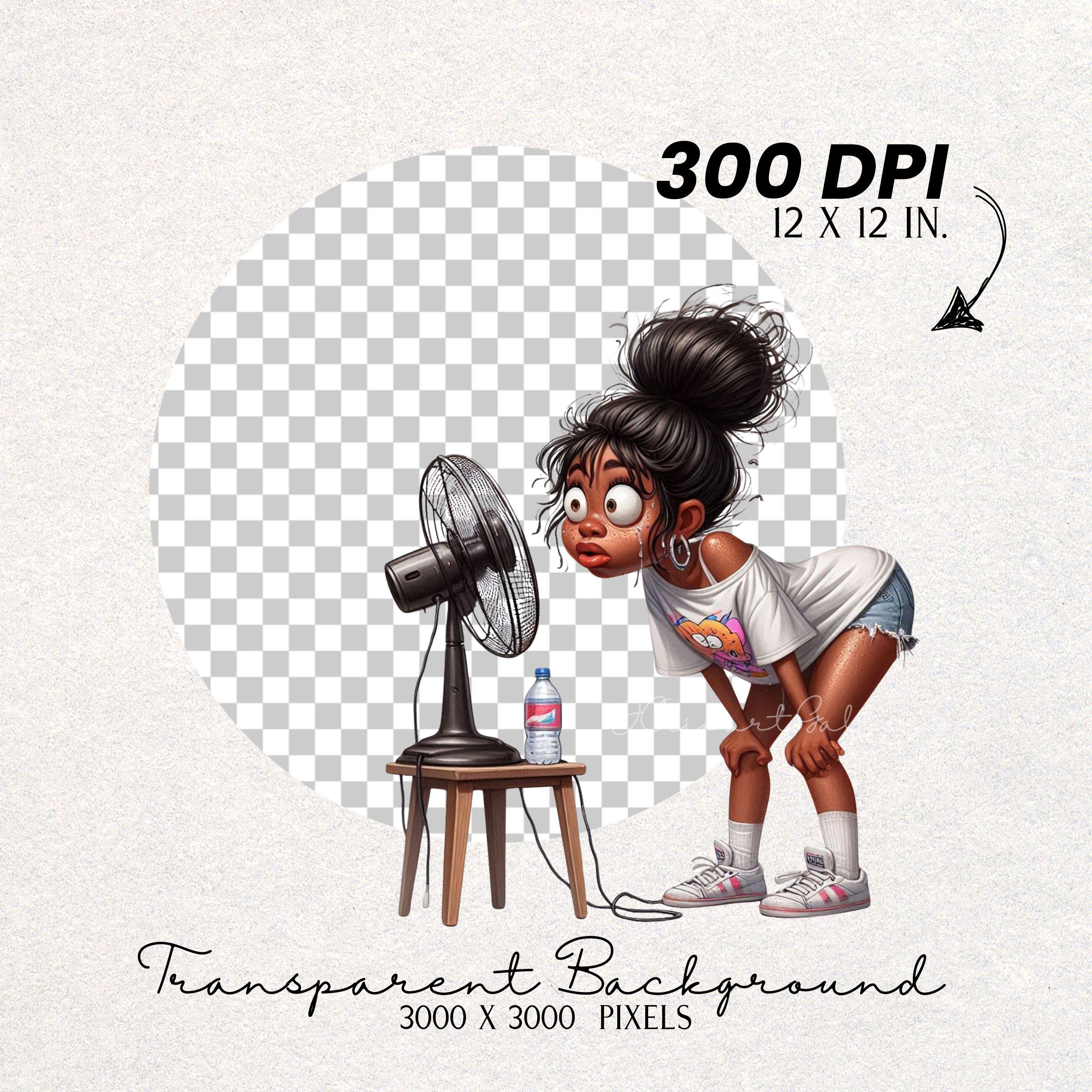 Too Hot to Function Black Girl Clipart, Funny Summer Morning PNG, Hot ...