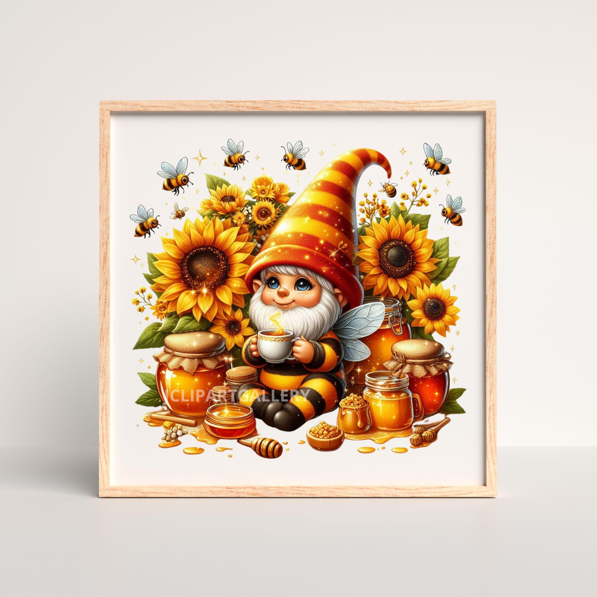 Honey Bee Gnome Clipart Bundle, Sunflower, Scrapbooking (JPEG) - Etsy