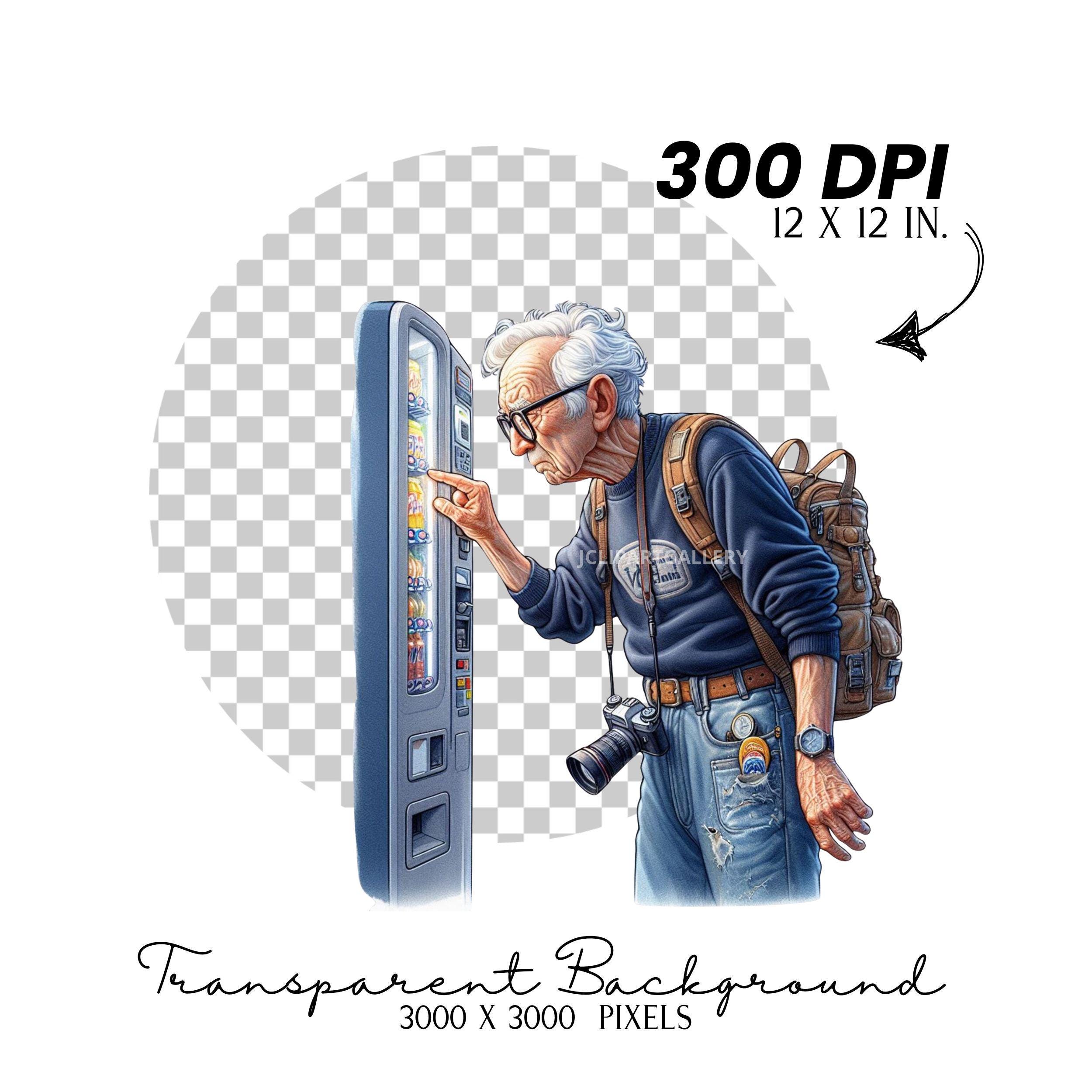 Quirky Grandpa Travel Clipart Bundle, Funny Senior Tourist ...
