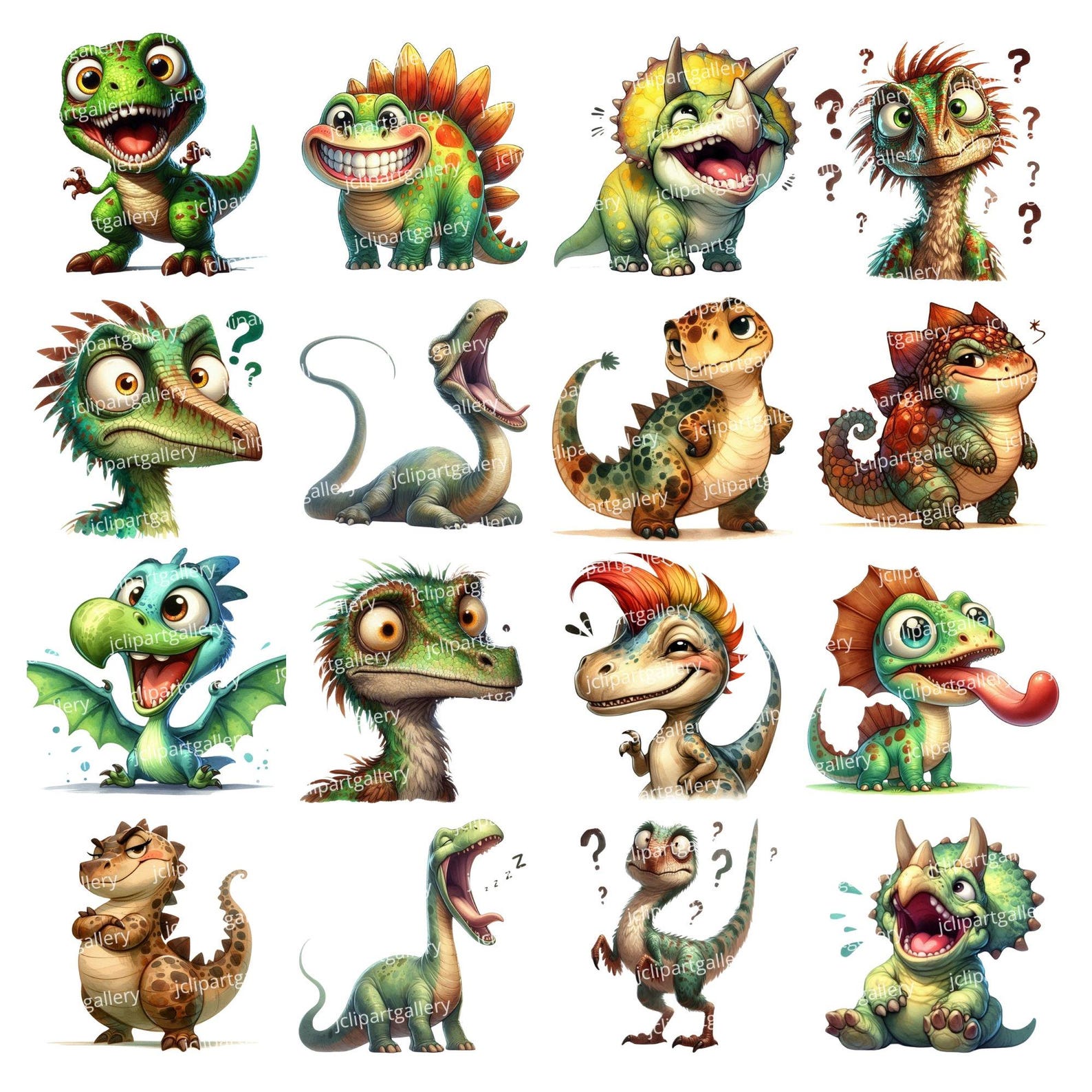 Funny Dinosar PNG Clipart Bundle, Quirky Dinosaurs, Cute Dino Clipart ...