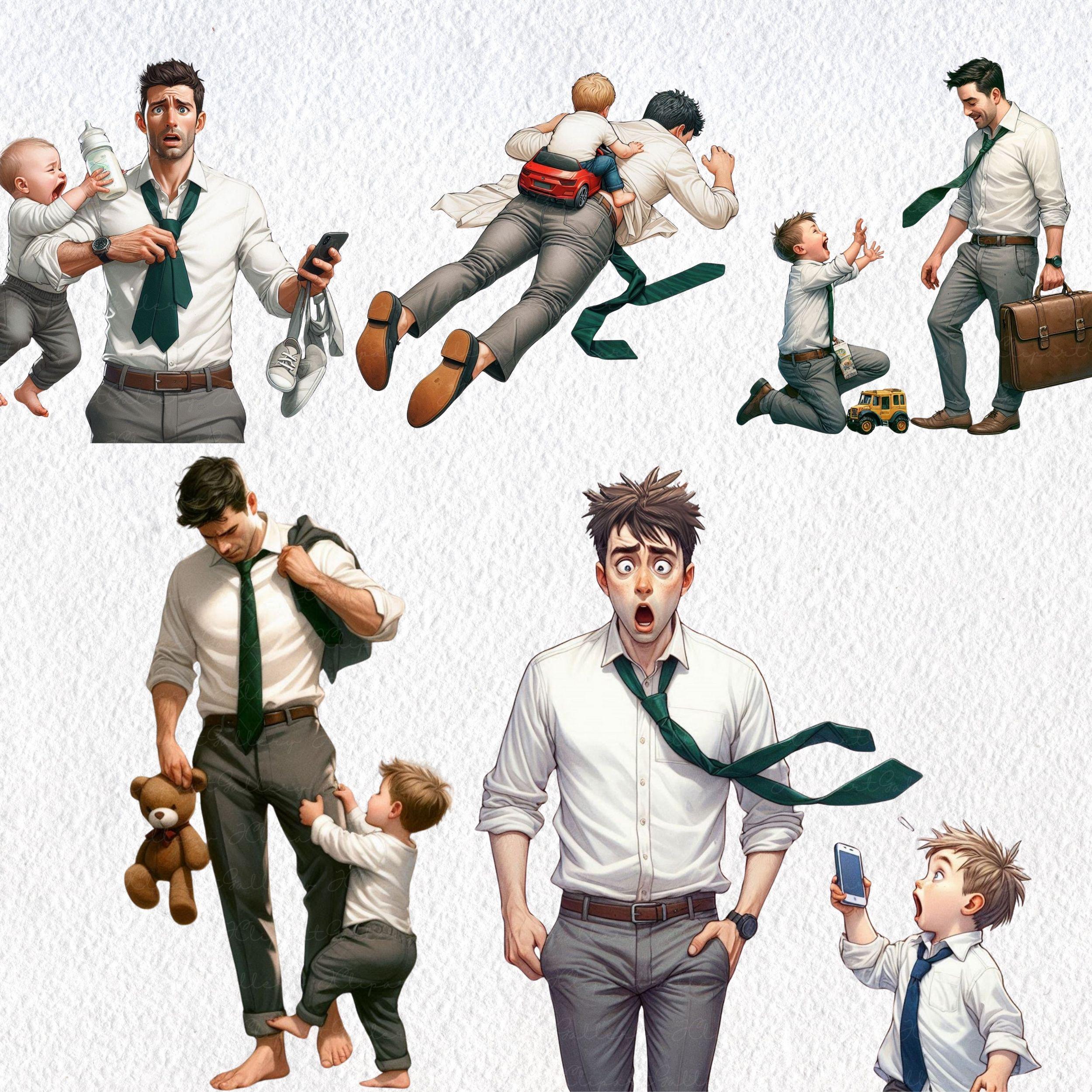 Exhausted Dad From Work Clipart, Overworked Father, Father's Day ...