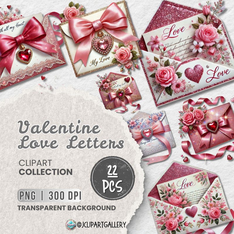 Valentine Envelope Clipart - Etsy