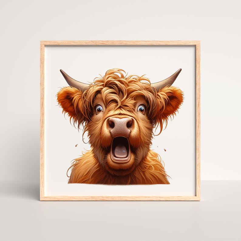 23 Funny Highland Cow PNG Clipart Bundle, Quirky Highland Cows, Funny ...