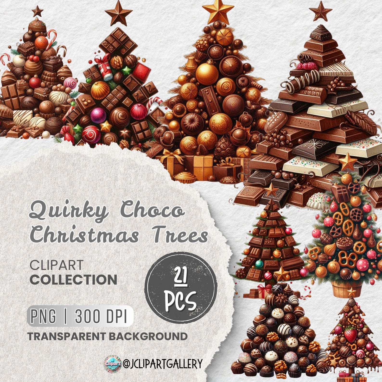 Quirky Christmas Tree PNG Clipart Bundle, Chocolate Christmas Tree ...