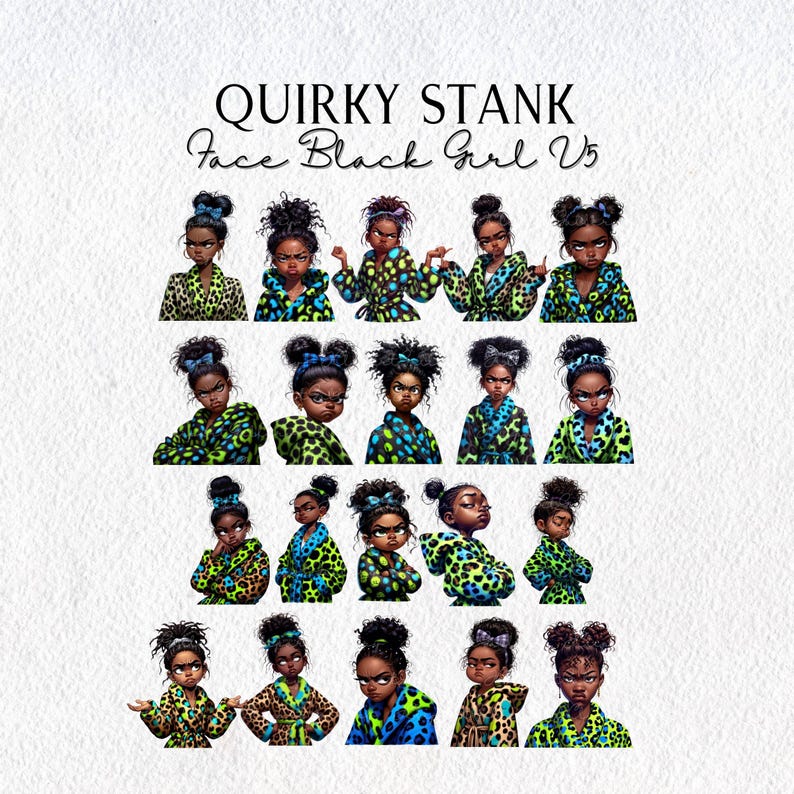 Quirky Stank Face Black Girl Clipart, African American Woman, Colorful ...