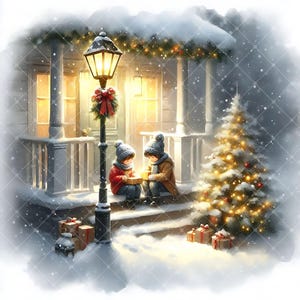 Christmas Kids Winter Scenes Clipart Bundle, Festive Snow Scenes With ...
