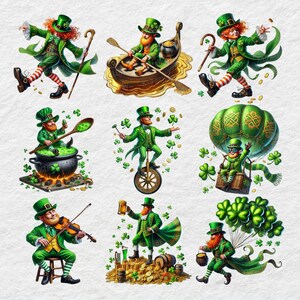 St Patrick's Day Leprechaun Watercolor Clipart Set, Leprechaun Clipart ...