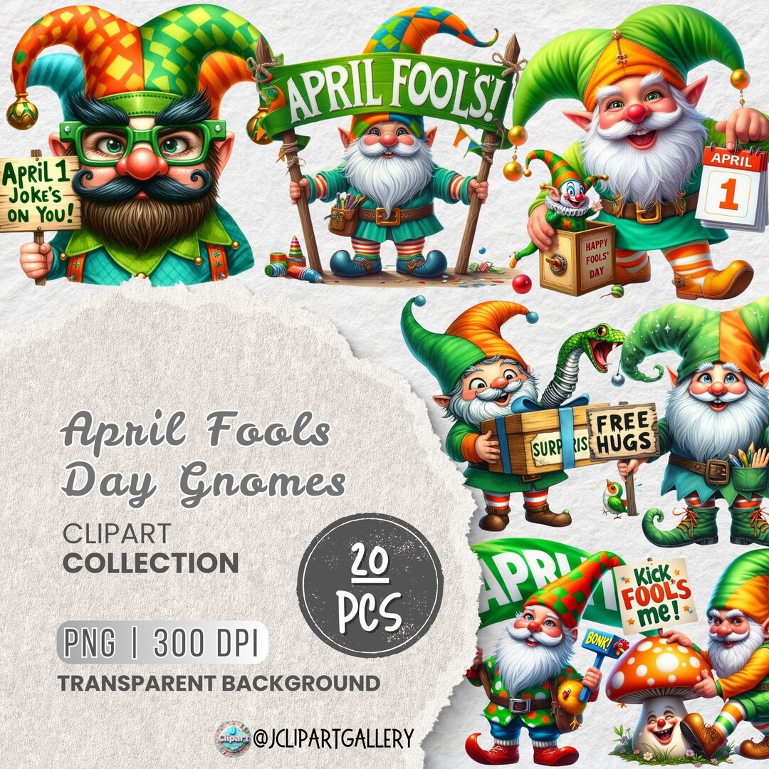 Clown Gnomes, April Fools Gnomes Clipart Bundle, Funny Gnome ...