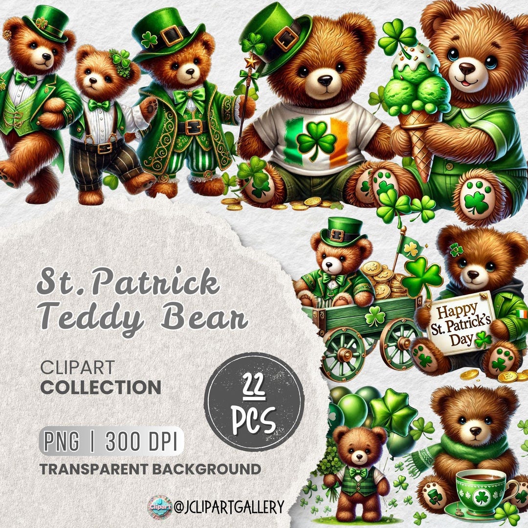 St Patrick Teddy Bear Clipart, St Patrick Graphics, St Patrick Designs ...
