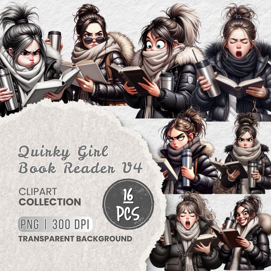 Cozy Book Reading Girl Clipart, Book Lover Png, Bookworm Clipart ...