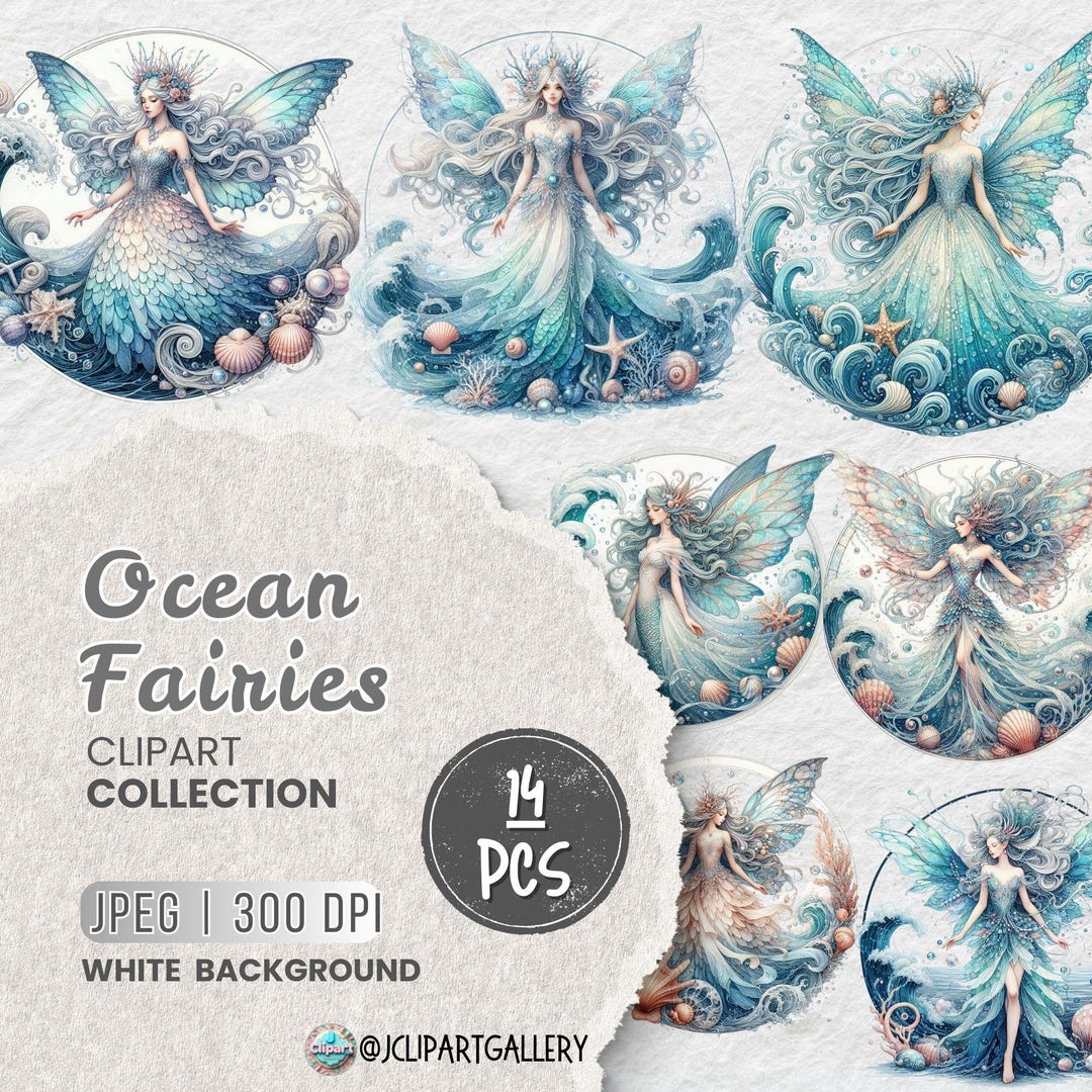 Ocean Fairy Clipart 14 JPG Bundle, Spring Forest Fairy Clipart ...