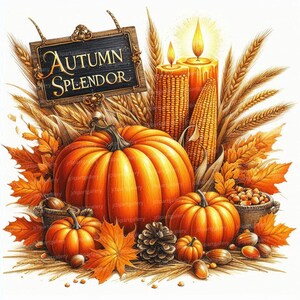 14 Fall Thanksgiving JPEG Clipart Bundle, Autumn Harvest, Printable ...