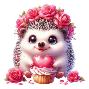 Valentine Porcupine Png Clipart Bundle, Cute Porcupine Png for ...