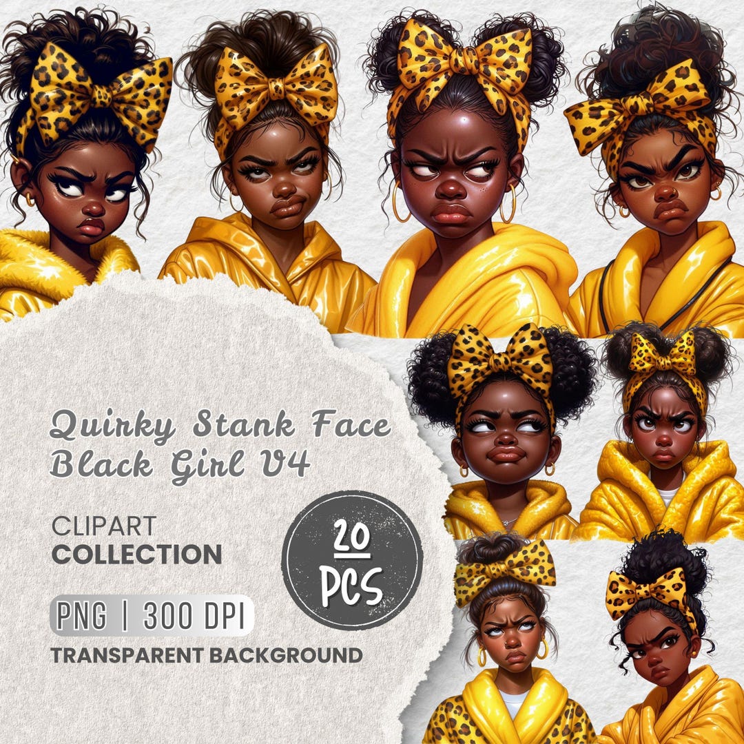Stank Face Black Girl Clipart, Funny Sassy Mood Girl, Afro Woman Bonnet ...
