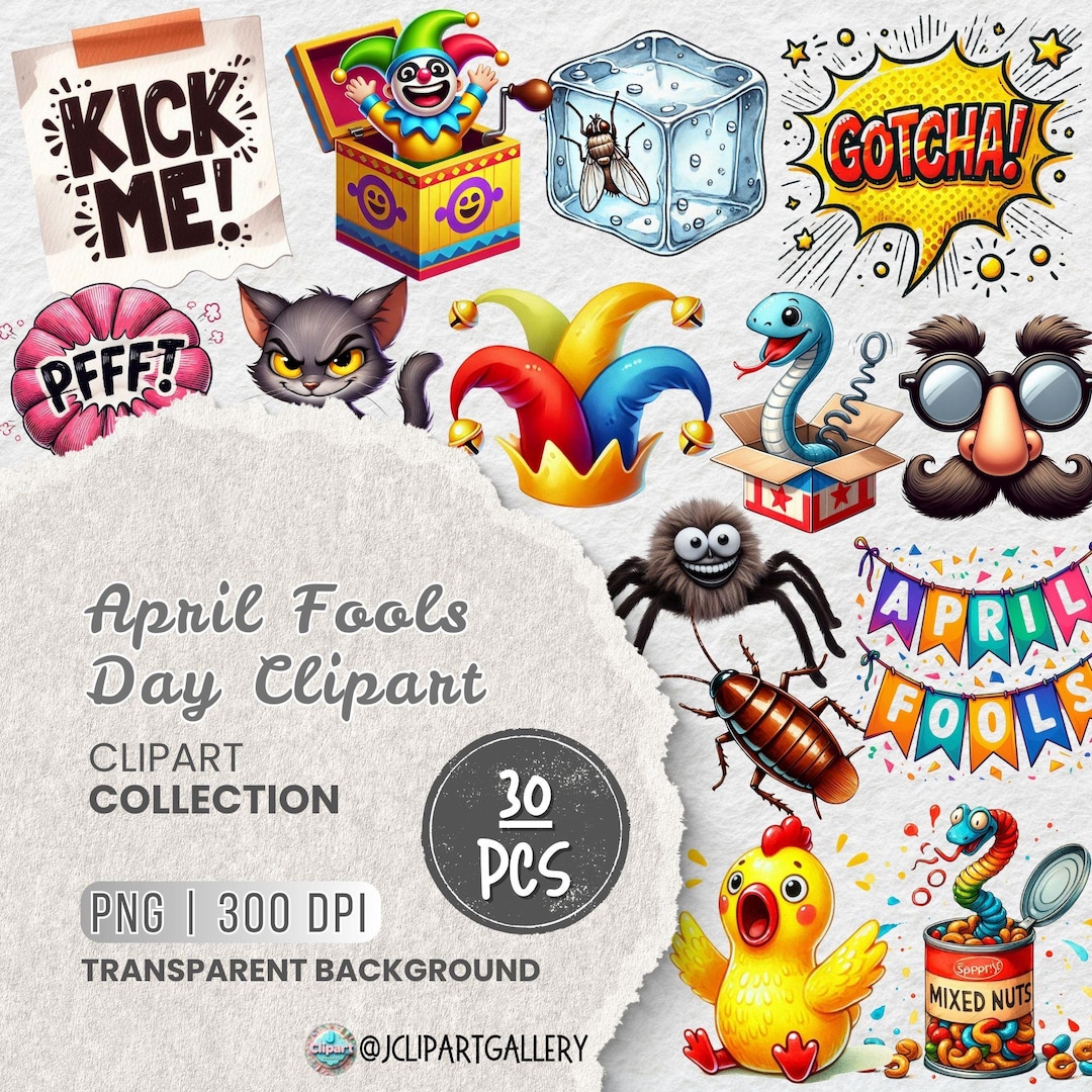 April Fools Prank Clipart Bundle, Funny Joke Pngs for Sublimation ...