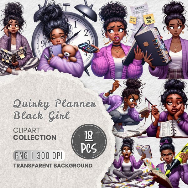 Planner Girl Clipart - Etsy