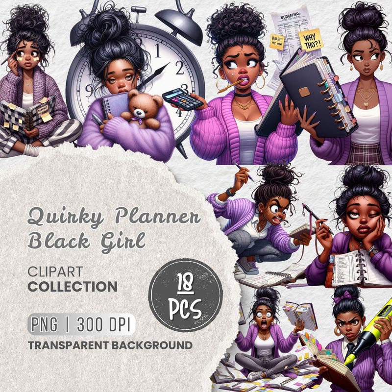 Planner Girl Clipart - Etsy