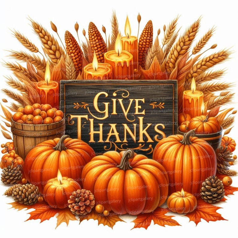 14 Fall Thanksgiving JPEG Clipart Bundle, Autumn Harvest, Printable ...